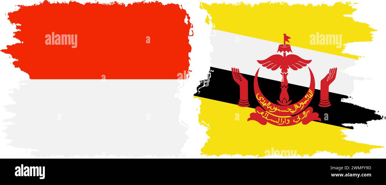 Brunei and Indonesia grunge flags connection, vector Stock Vector Image ...