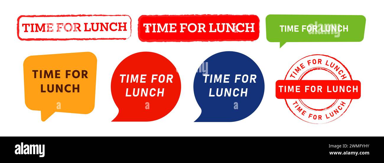 time for lunch rectangle circle stamp and speech bubble sign element ...