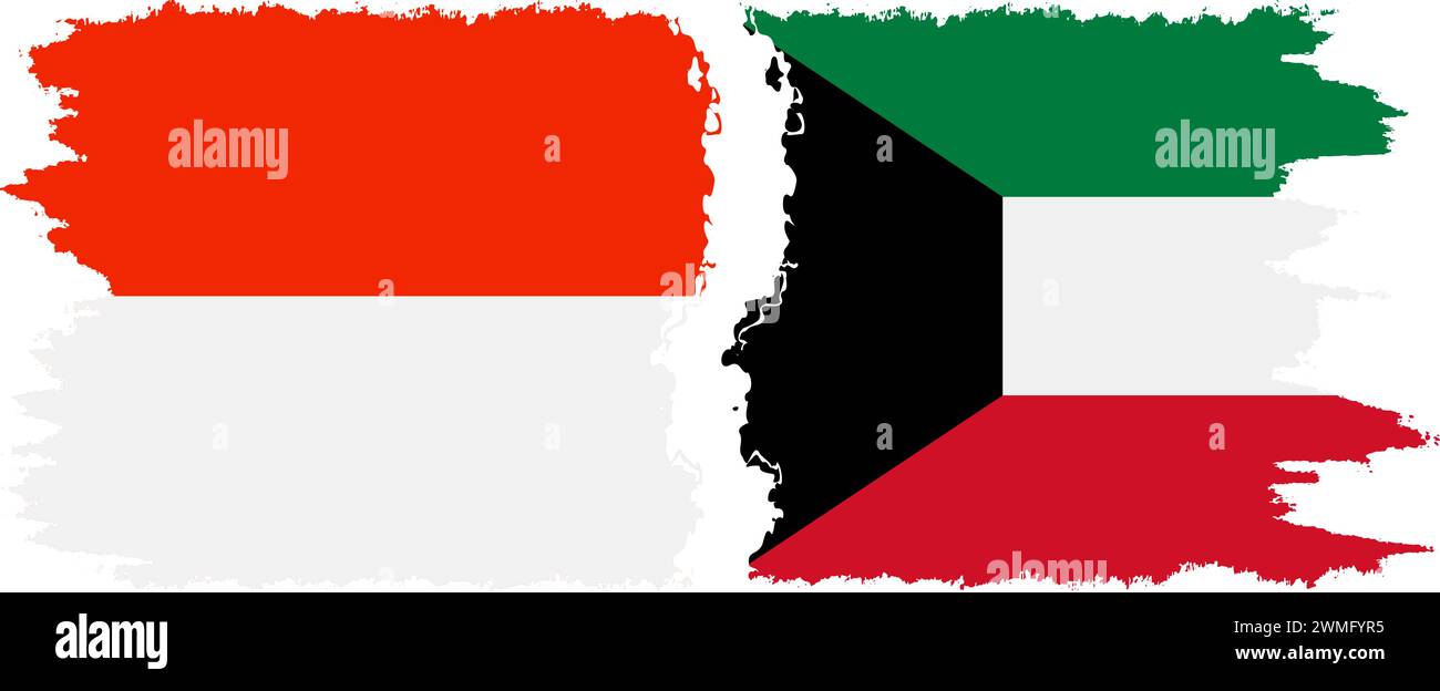 Kuwait and Indonesia grunge flags connection, vector Stock Vector Image ...