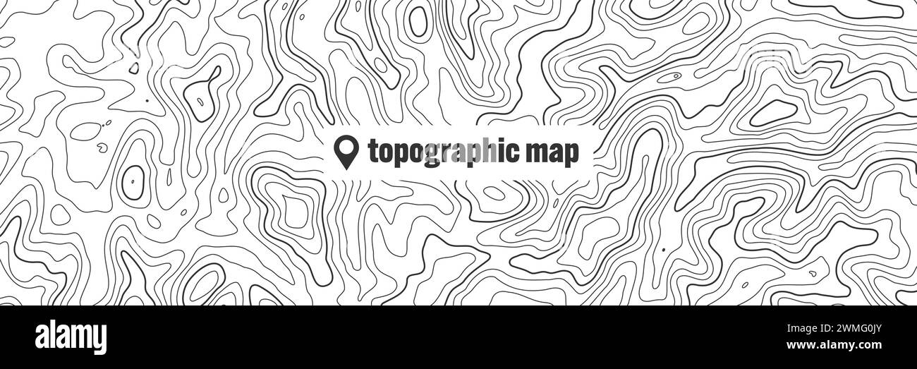 Topographic map with contour lines. Geographic terrain grid, relief ...
