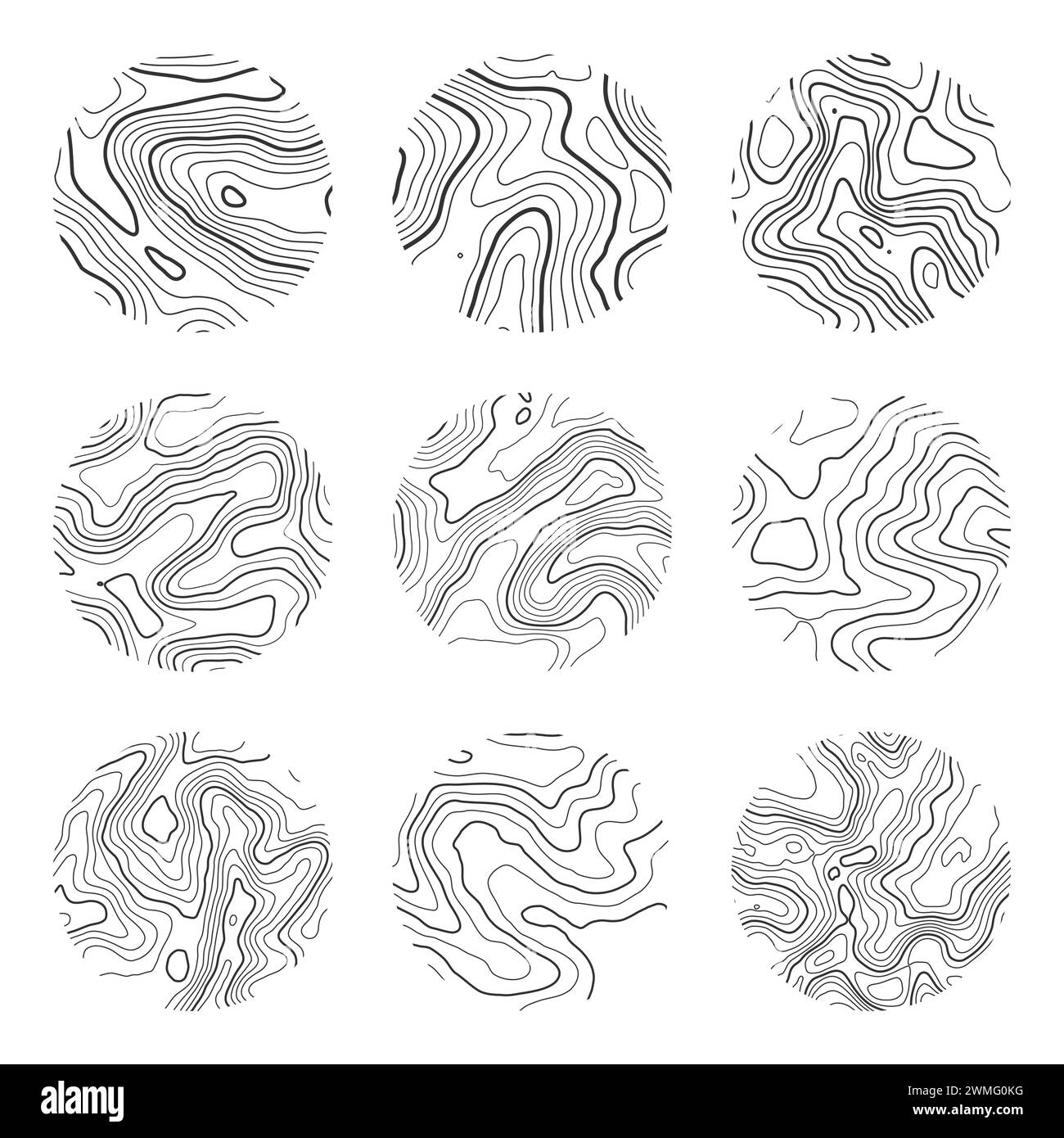 Topographic map with contour lines. Geographic terrain grid, relief ...
