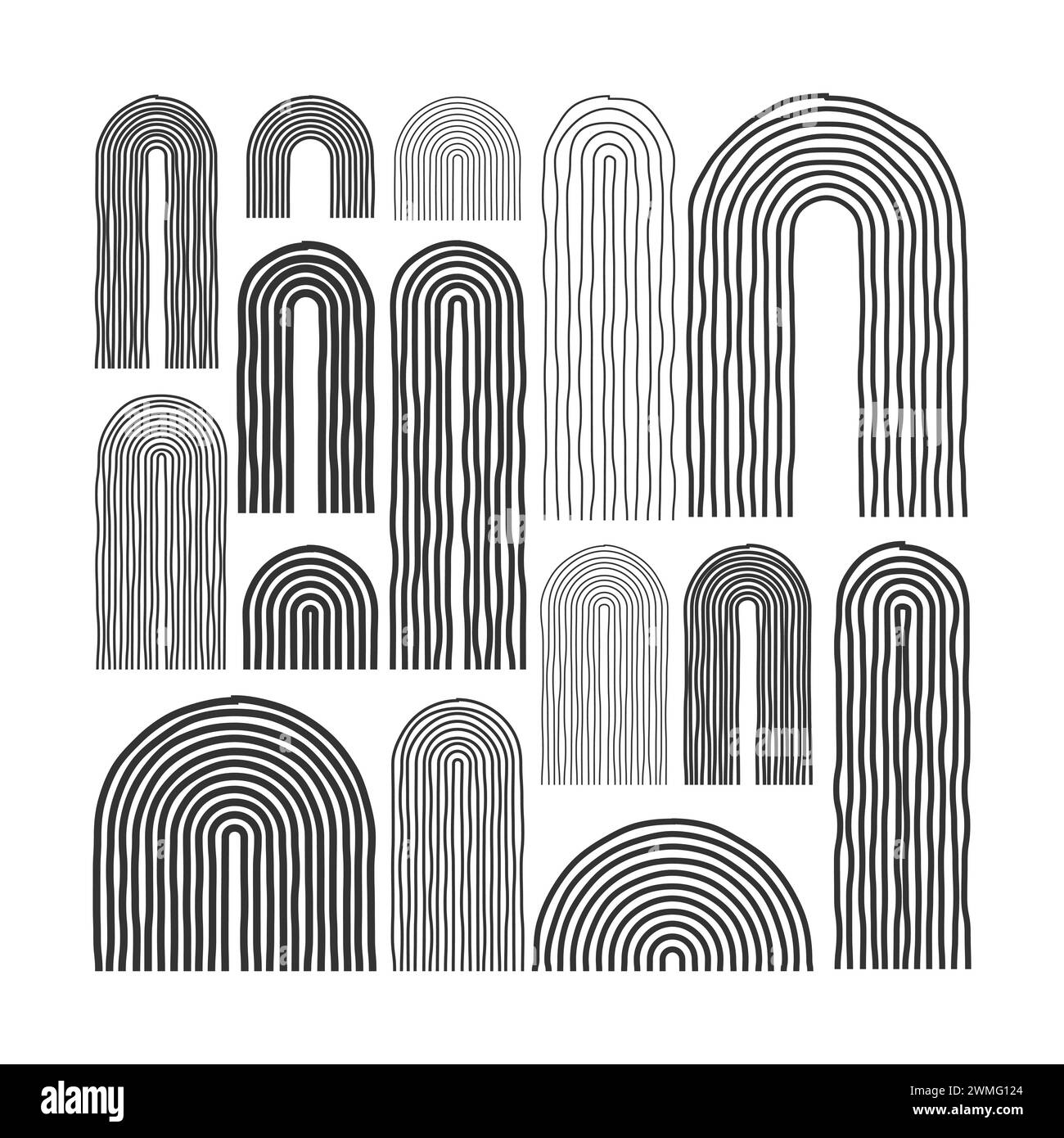 Mid century arch elements, modern geometric shapes. Contemporary design ...