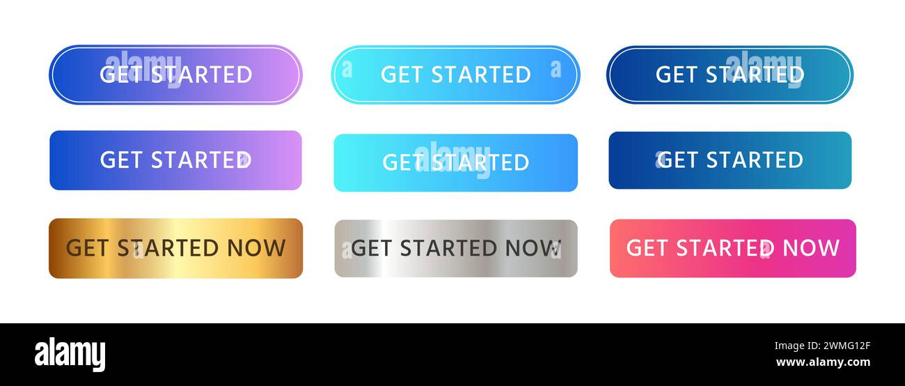 get started now rectangle shape button web promotion opportunity element decorative vector Stock ...