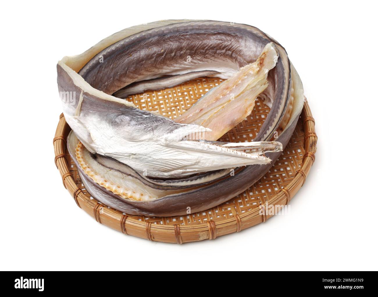 Dry moray eel over white background Stock Photo - Alamy