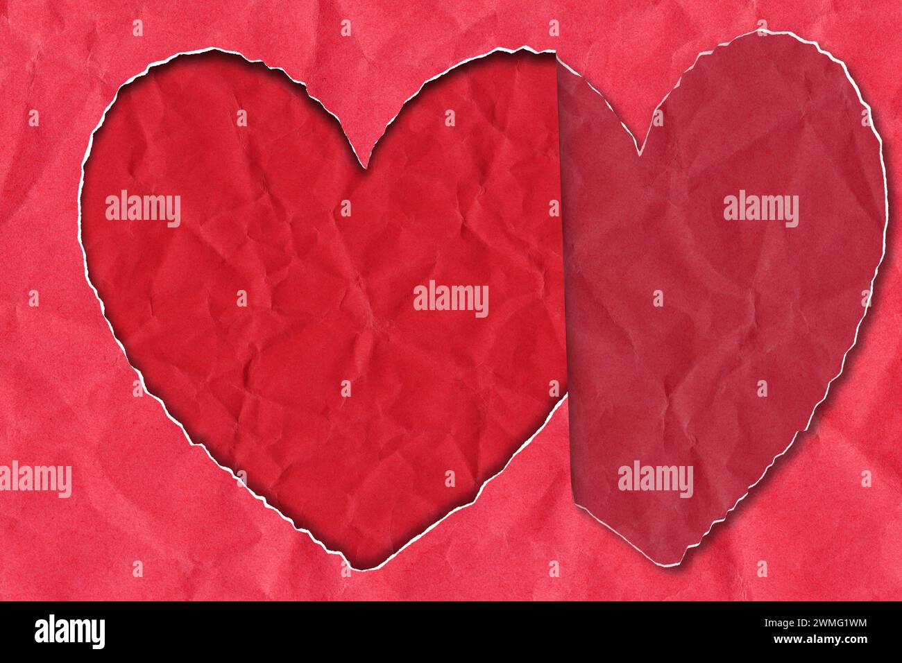 Paper torn in the shape of a heart, abstract background with heart ...