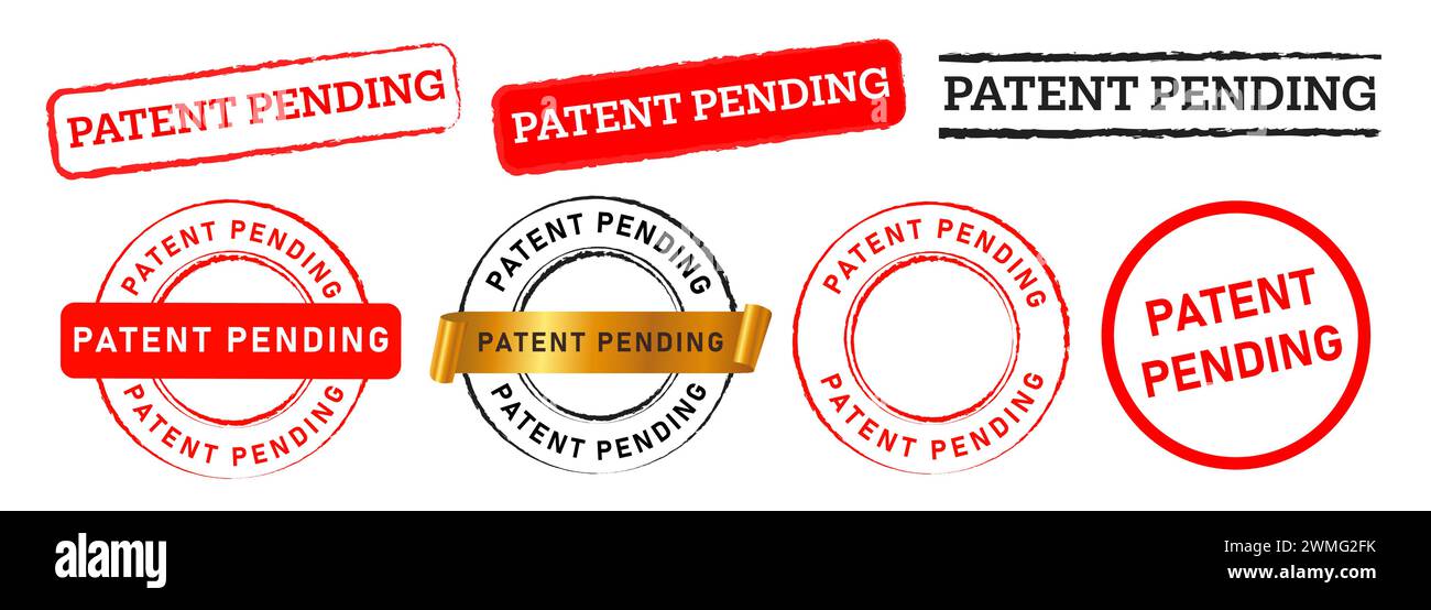 patent pending rectangle and circle stamp label sticker sign delay ...