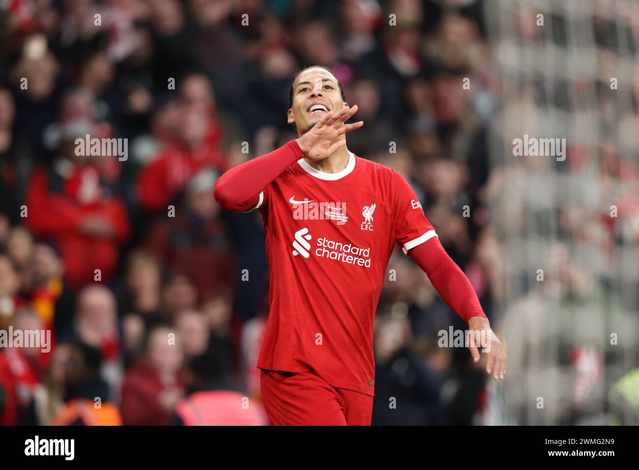 London, UK. 25th Feb, 2024. Virgil Van Dijk (L) at the Chelsea v ...