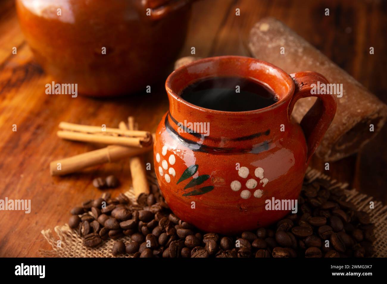 Mexican coffee with cinnamon and piloncillo known as Cafe de Olla Stock ...