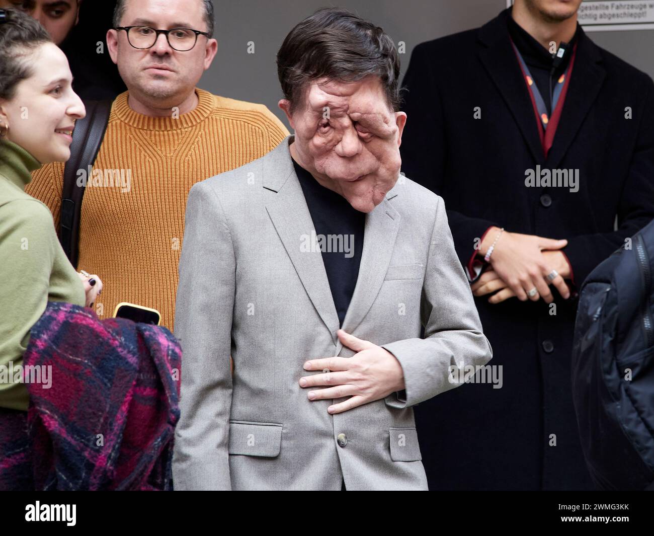 Berlin, Germany, 16th Feb, 2024. 74th Berlinale, actor Adam Pearson ...