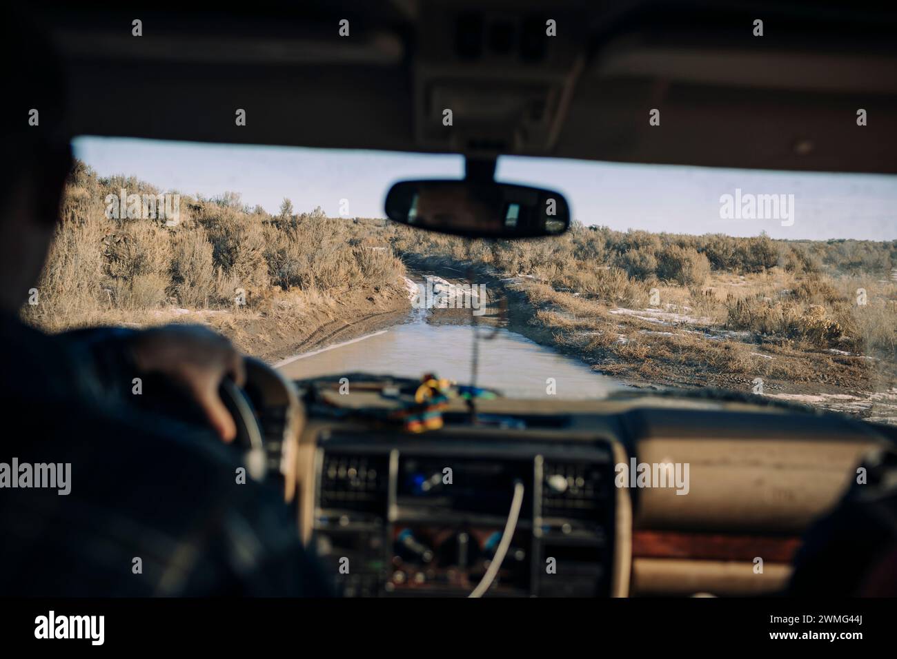 Looking through the windshield of an SUV while outside Stock Photo - Alamy