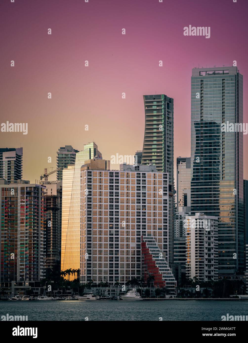 country skyline at night sunset miami Brickell Stock Photo - Alamy
