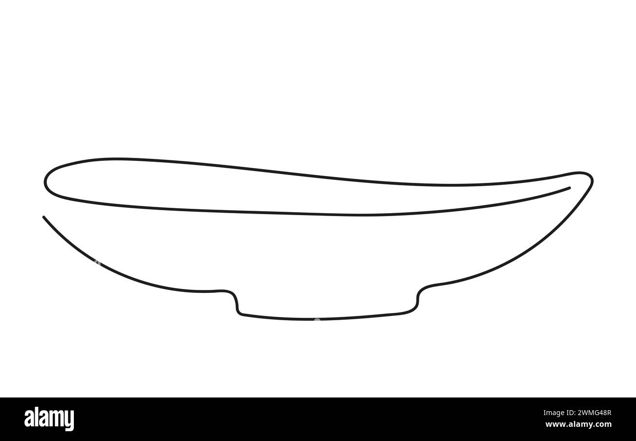 Line art of bowl. Continuous one line drawing. Empty plate. Isolated on ...