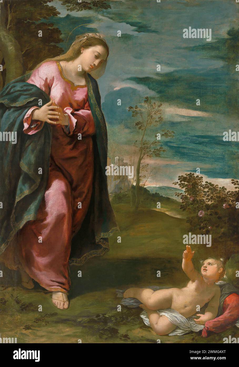 Scarsella Ippolito - The Madonna adoring the Infant Christ Stock Photo ... Scarsella Ippolito - The Madonna adoring the Infant Christ Stock Photo ...