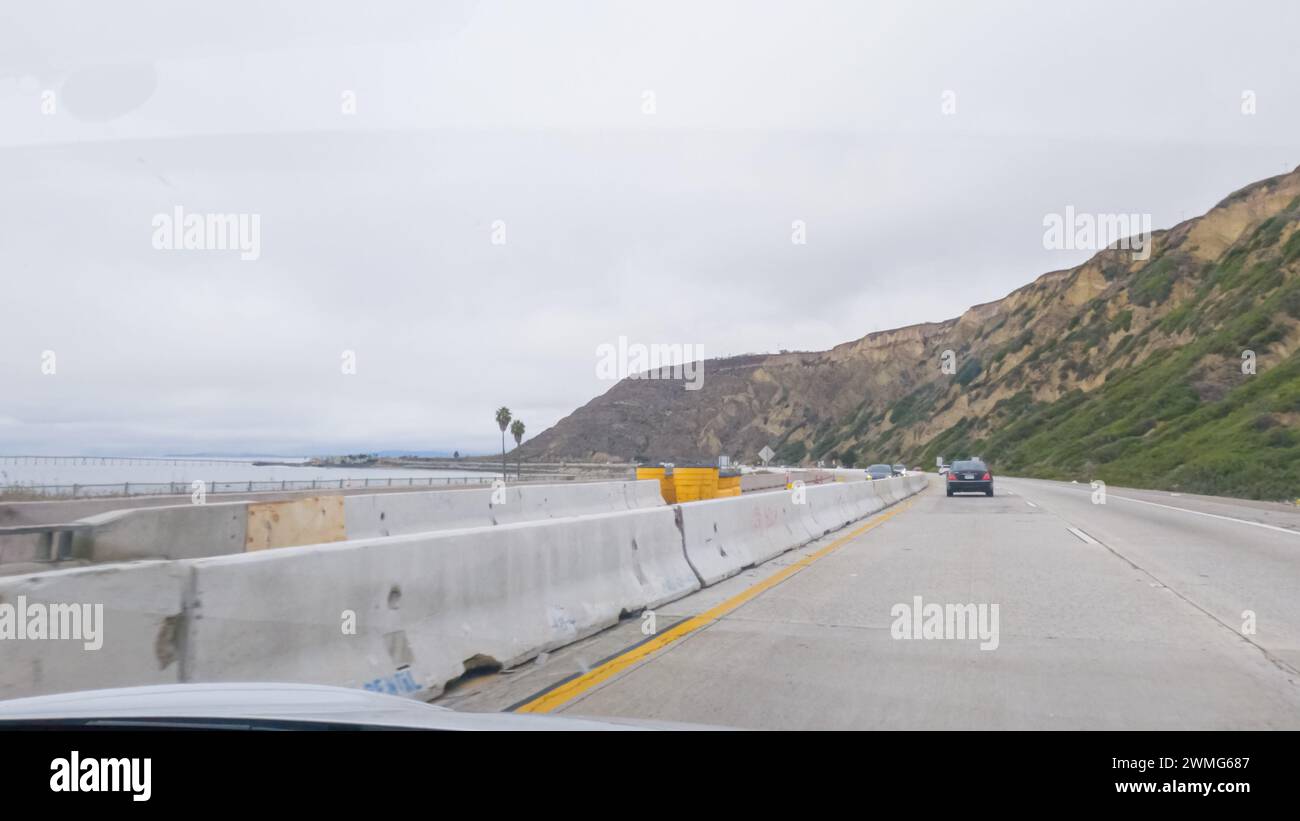 Gloomy Winter Drive by Rincon Beach, Highway 101 Stock Photo - Alamy