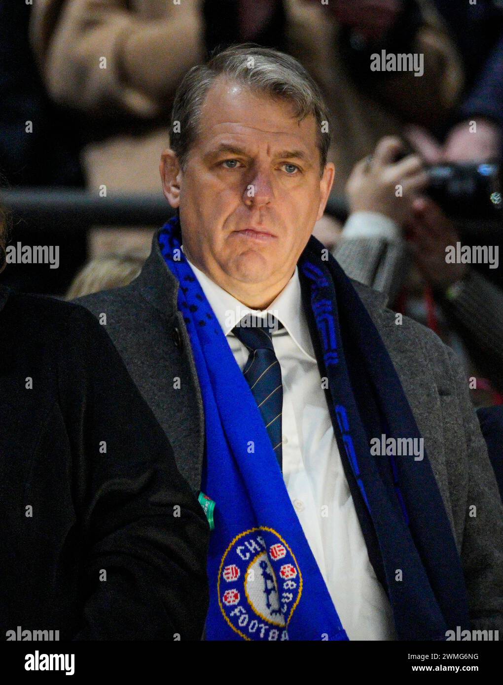 Dejected Chelsea owner Todd Boehly after losing the English Carabao ...