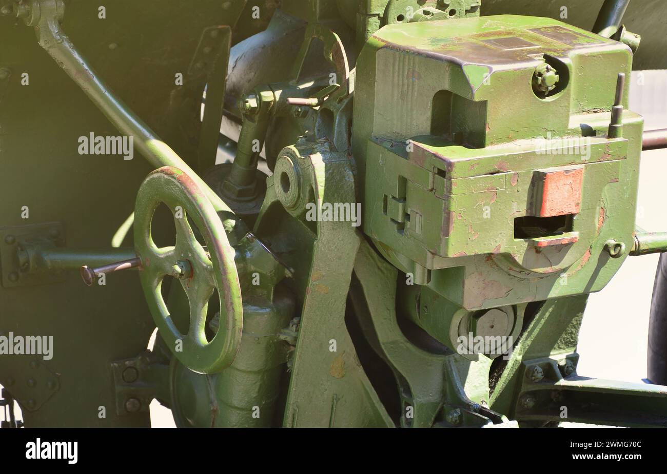 A close-up mechanism of a portable weapon of the Soviet Union of World ...