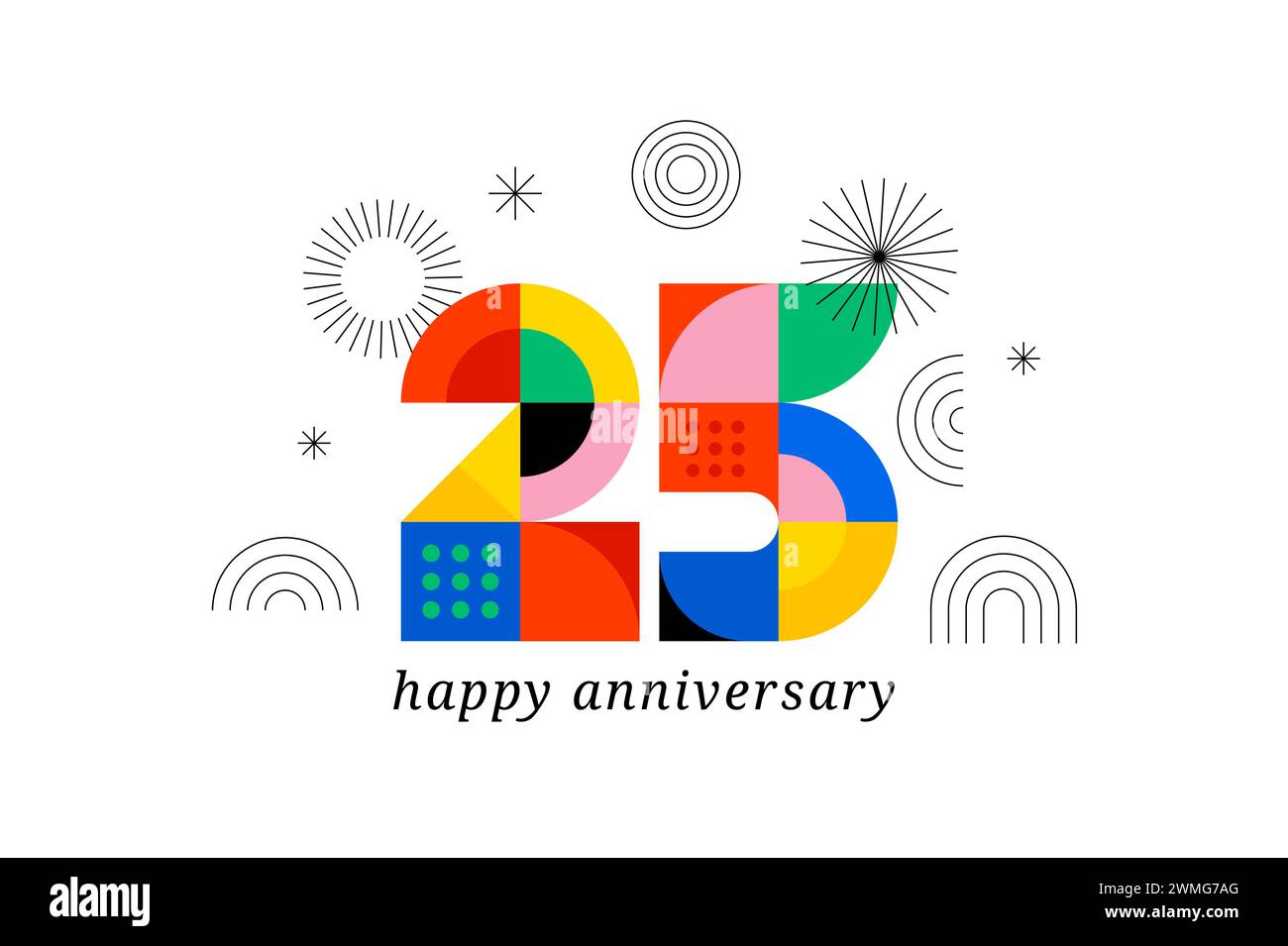 Anniversary concept design. Modern geometric style. Fireworks and ...
