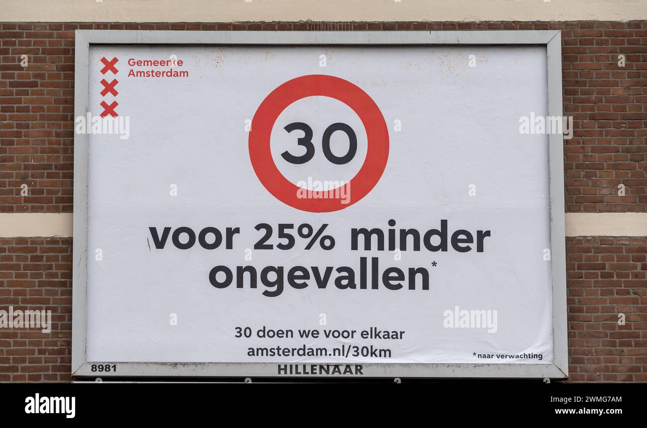 Amsterdam, The Netherlands, 23.02.2024, Municipality of Amsterdam info ...