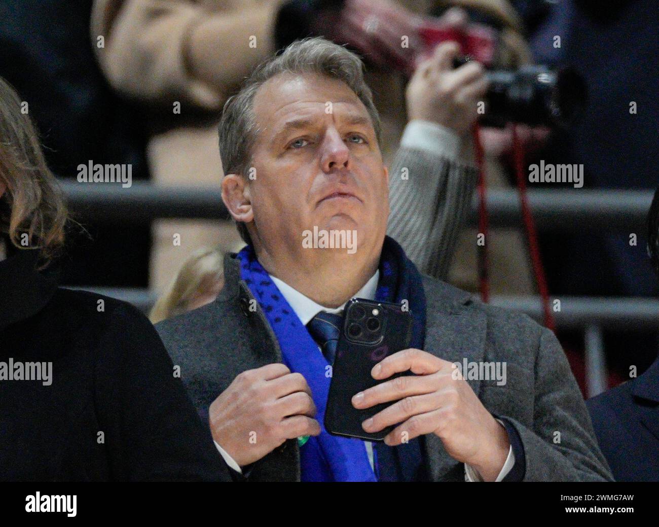 Dejected Chelsea owner Todd Boehly after losing the English Carabao ...