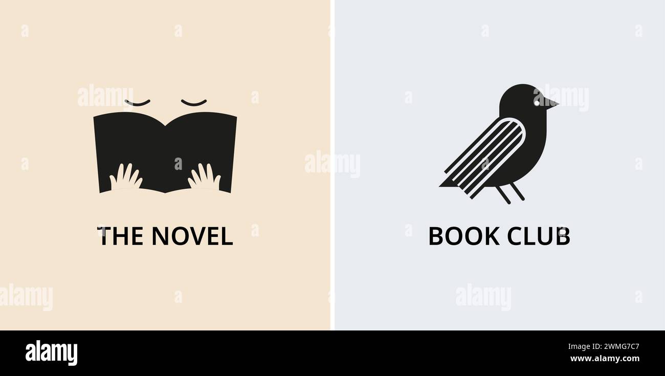 Minimalist Book, reading and writing logo. Minimal modern style book ...