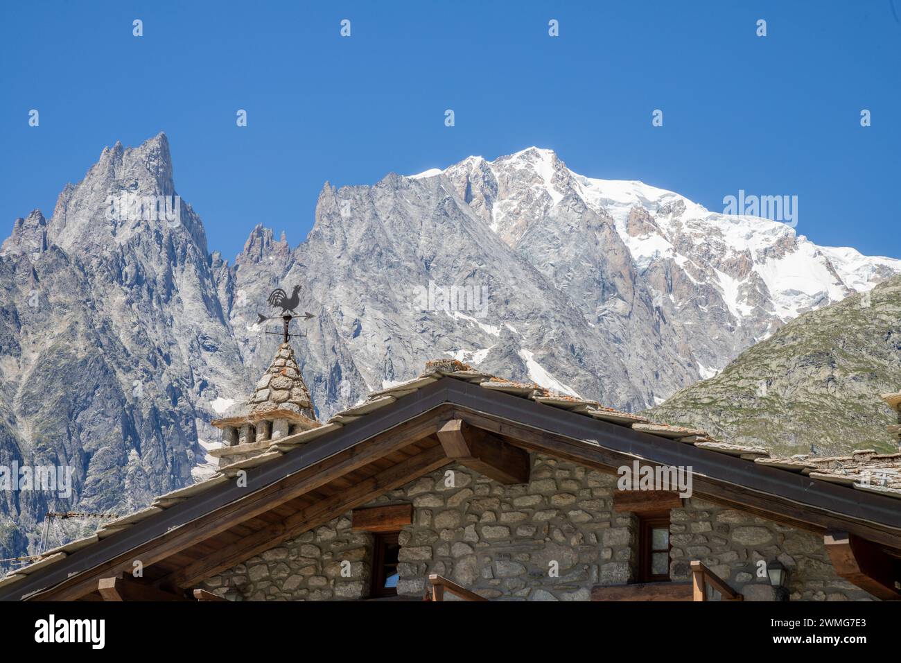 The Mont Blanc Massif with the Brenva glacier over the Entreves - Italy ...