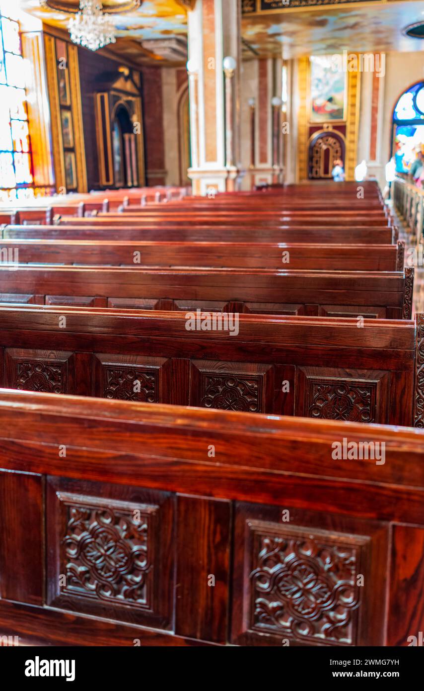 Blurry church interior wooden benches hi-res stock photography and ...