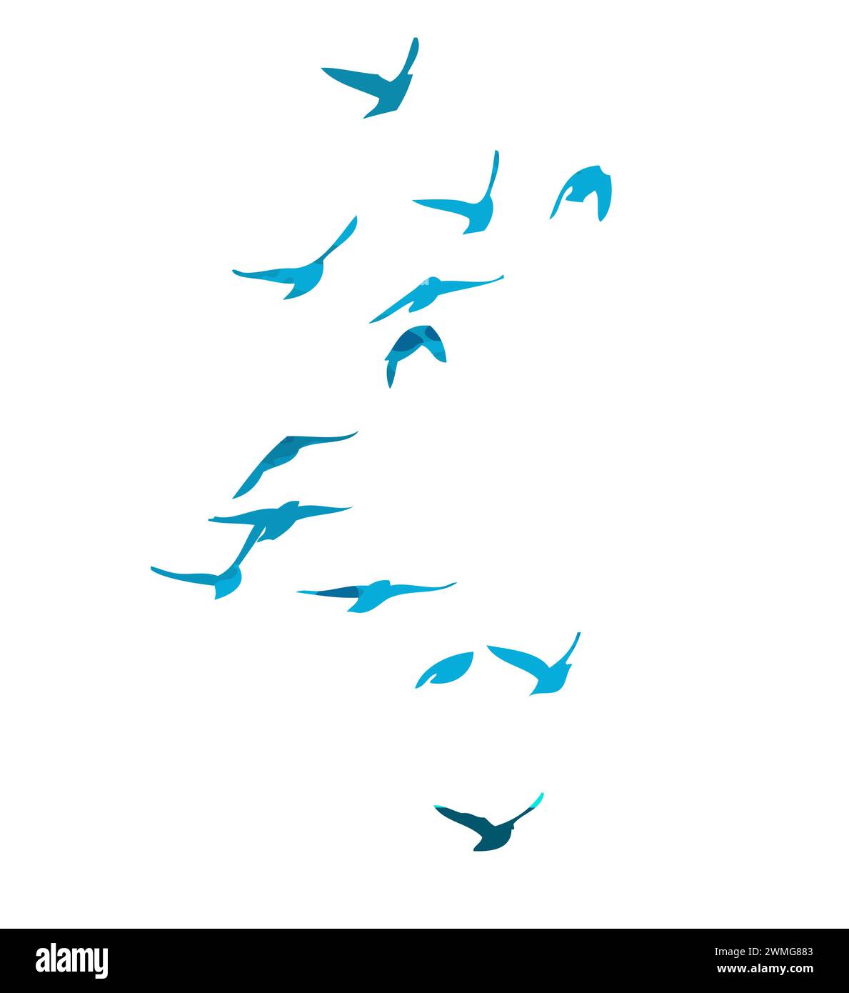 A flock of blue watercolor flying birds. hand drawing. Not AI, Free ...