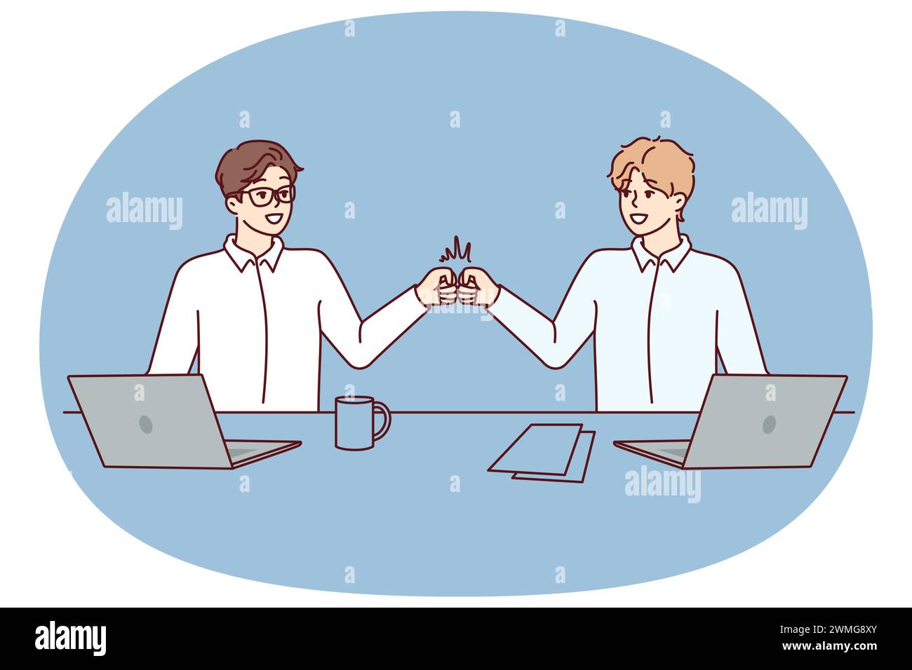 Couple celebrating laptop Stock Vector Images - Alamy