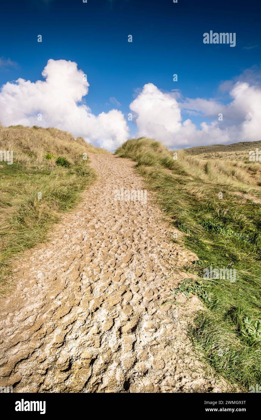 A well used sandy footpath through the massive Sand dune system at ...