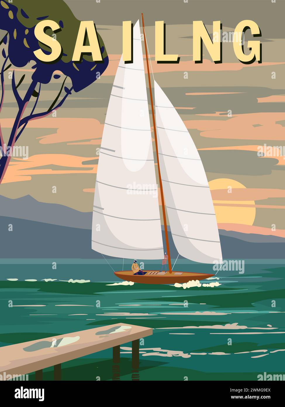 Boat mooring jetty Stock Vector Images - Alamy