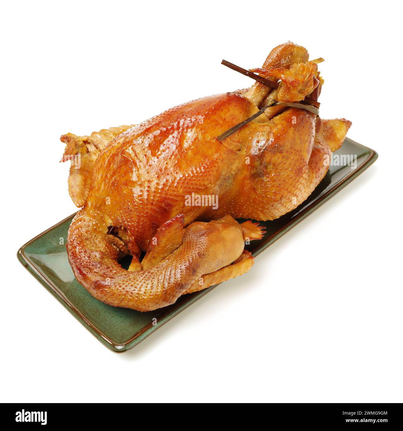 Roast Chicken on white background Stock Photo - Alamy