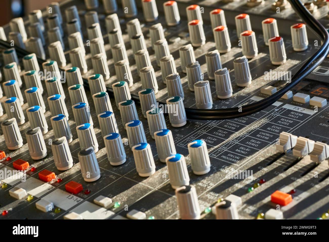 Mixing console for controlling the volume, frequencies of musical ...