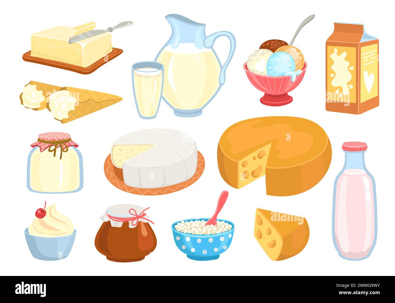 Milk cheese butter yoghurt Stock Vector Images - Alamy