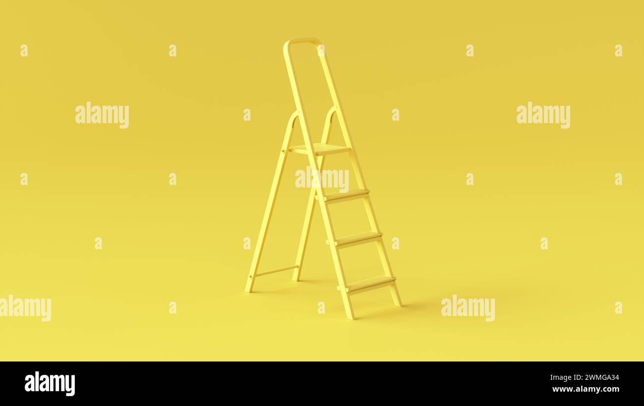 Ladder on yellow background. Summertime. 3D render illustration Stock ...