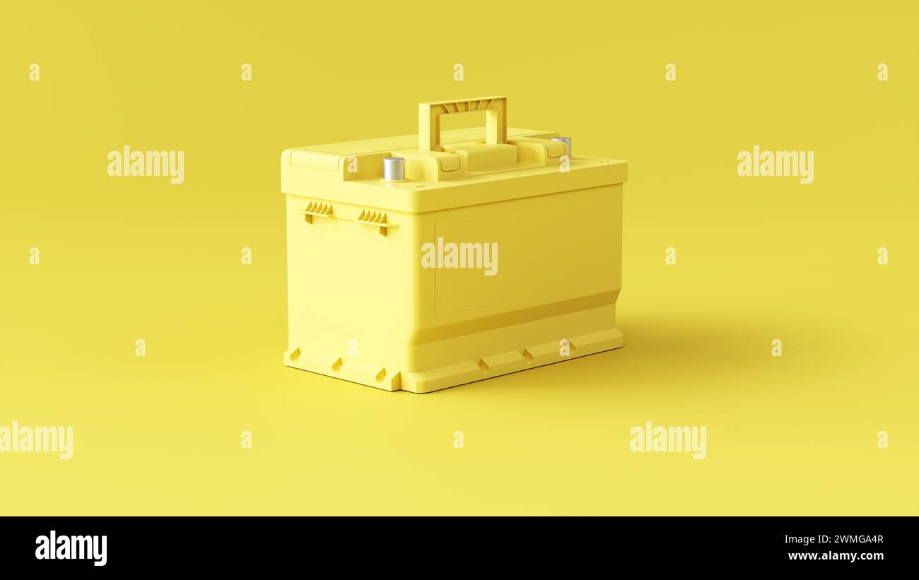 Car Battery on yellow background. Summertime. 3D render illustration ...