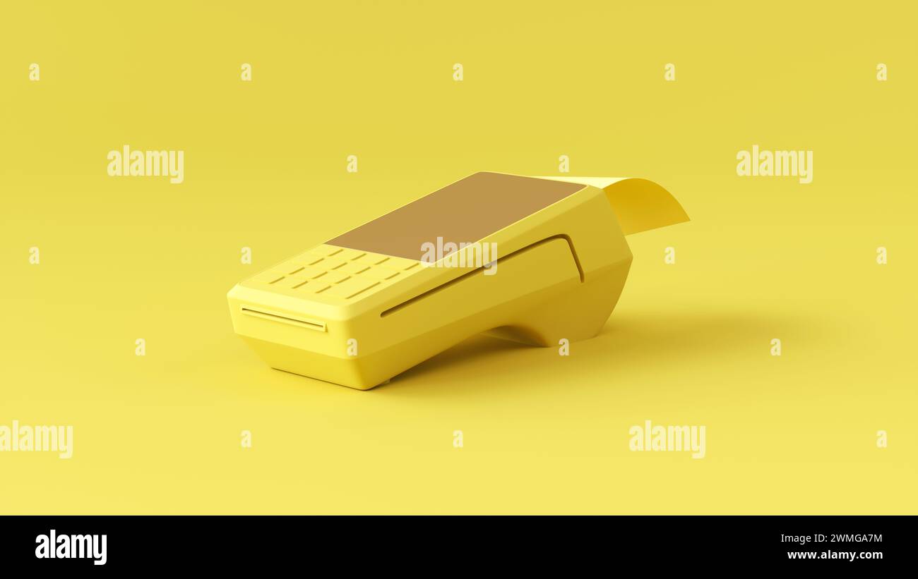 Payment device on yellow background. Summertime. 3D render illustration ...