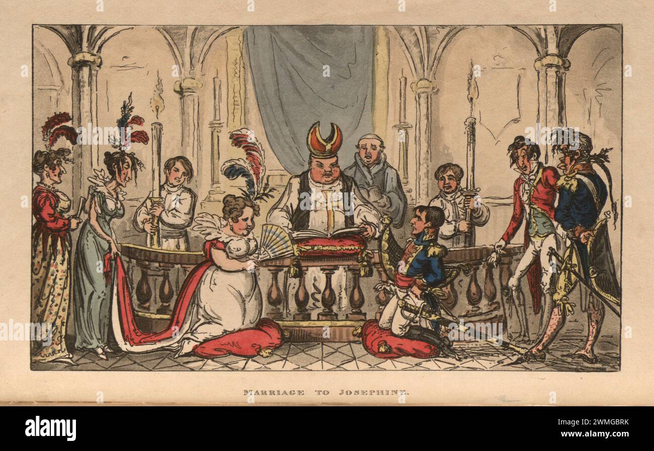 Historic lithography . Napoleon's marriage to Josephine, This image ...
