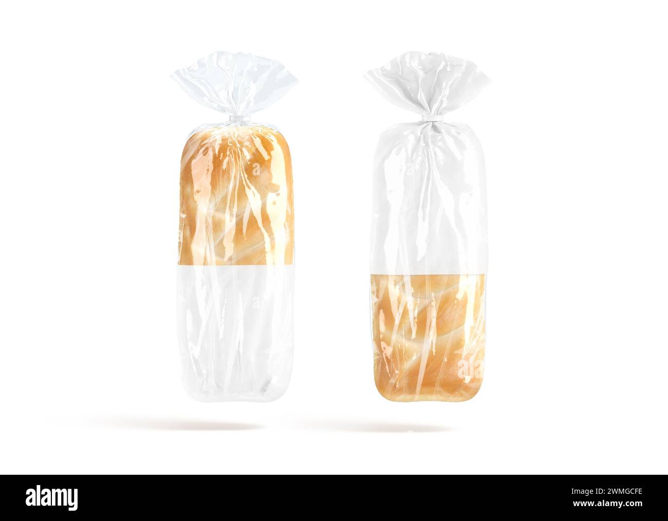 Blank bread in white transparent cellophane pack mockup, no gravity, 3d ...