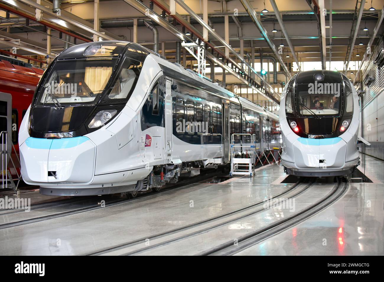 Some of Renfe's new metric gauge trains, at CAF, on February 26, 2024 ...