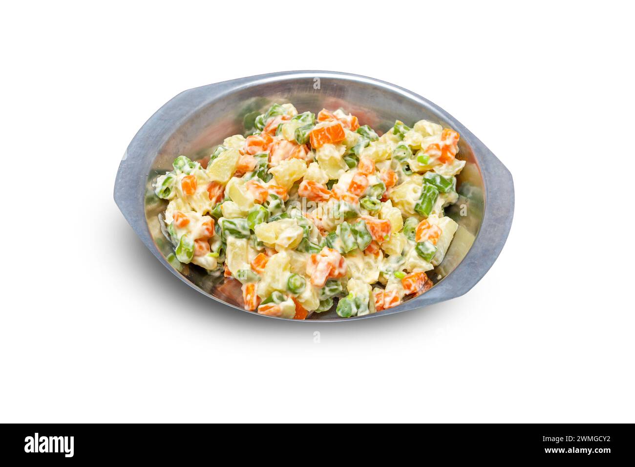 A vegetable mayonnaise salad in a metal container Stock Photo - Alamy