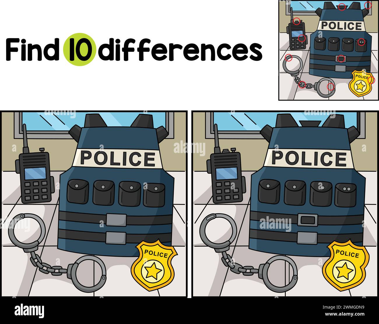 Police Officer Equipment Find The Differences Stock Vector Image & Art ...