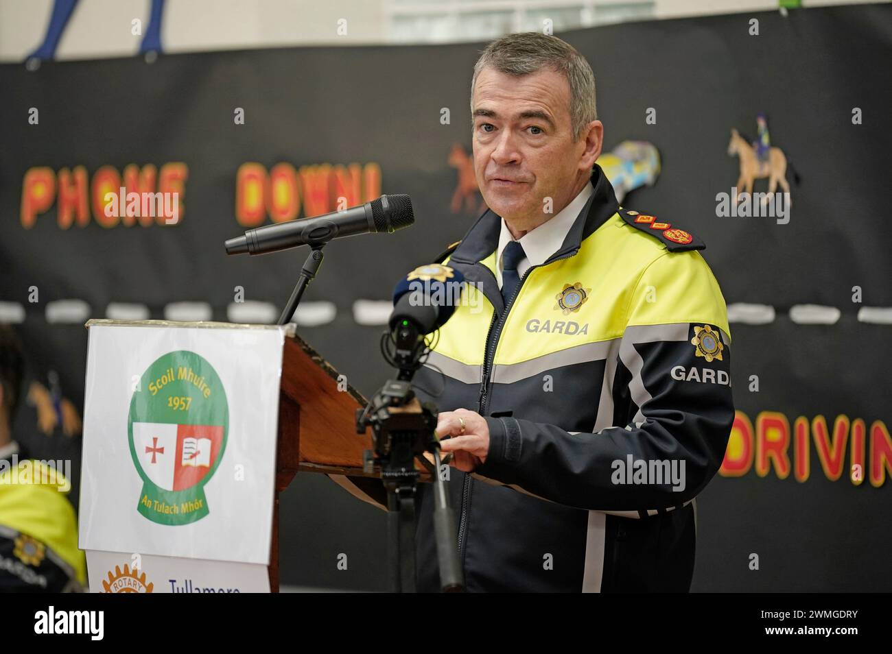 Garda Commissioner Drew Harris during a visit to Scoil Mhuire and Scoil ...