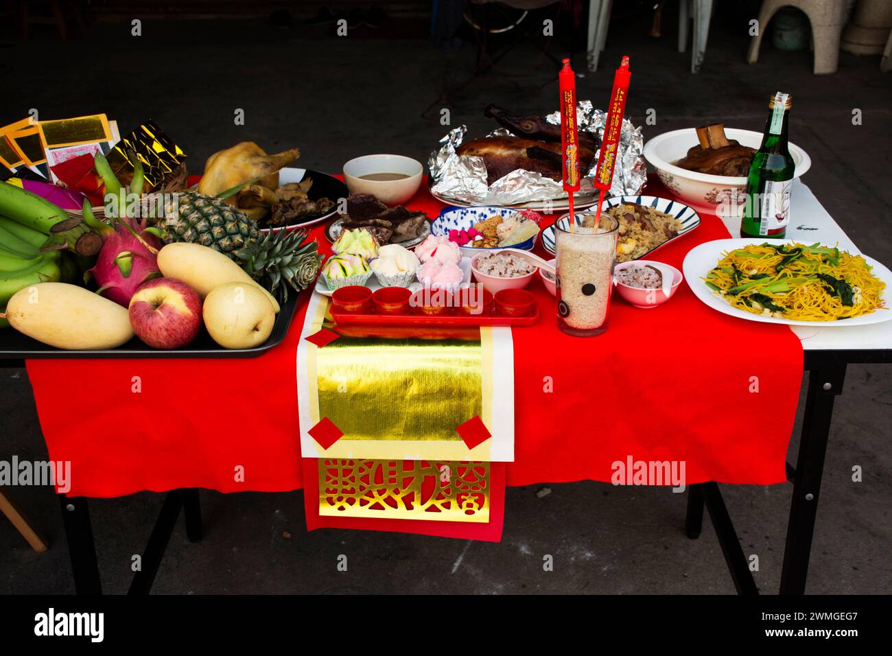 Sacrificial offerings food set for respect blessing to chinese deity ...