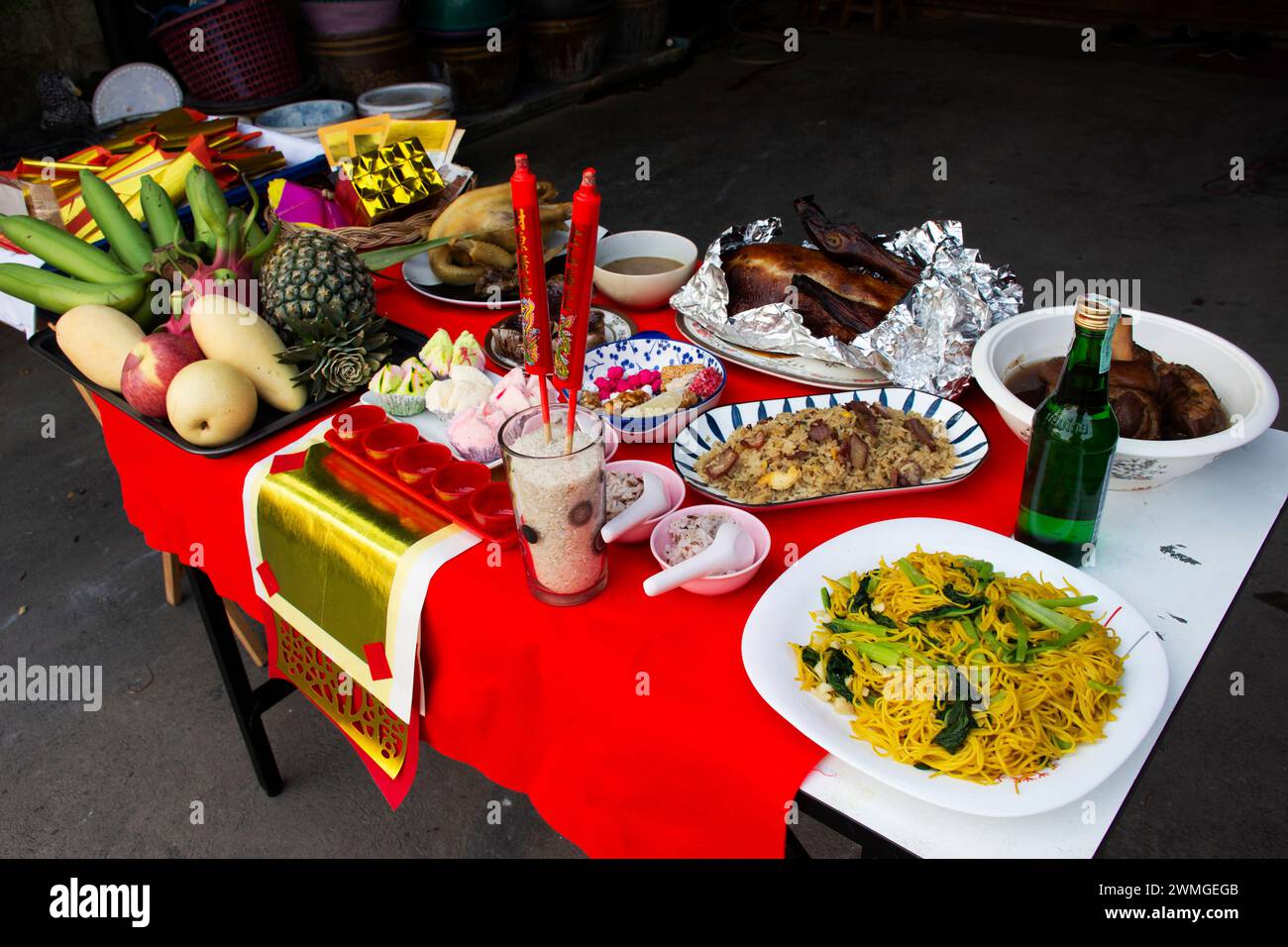 Sacrificial offerings food set for respect blessing to chinese deity ...