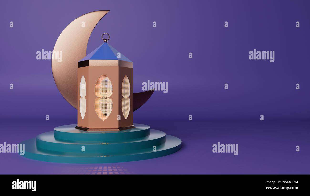 3d illustration arab mosque on the violet background Ramadan concept ...