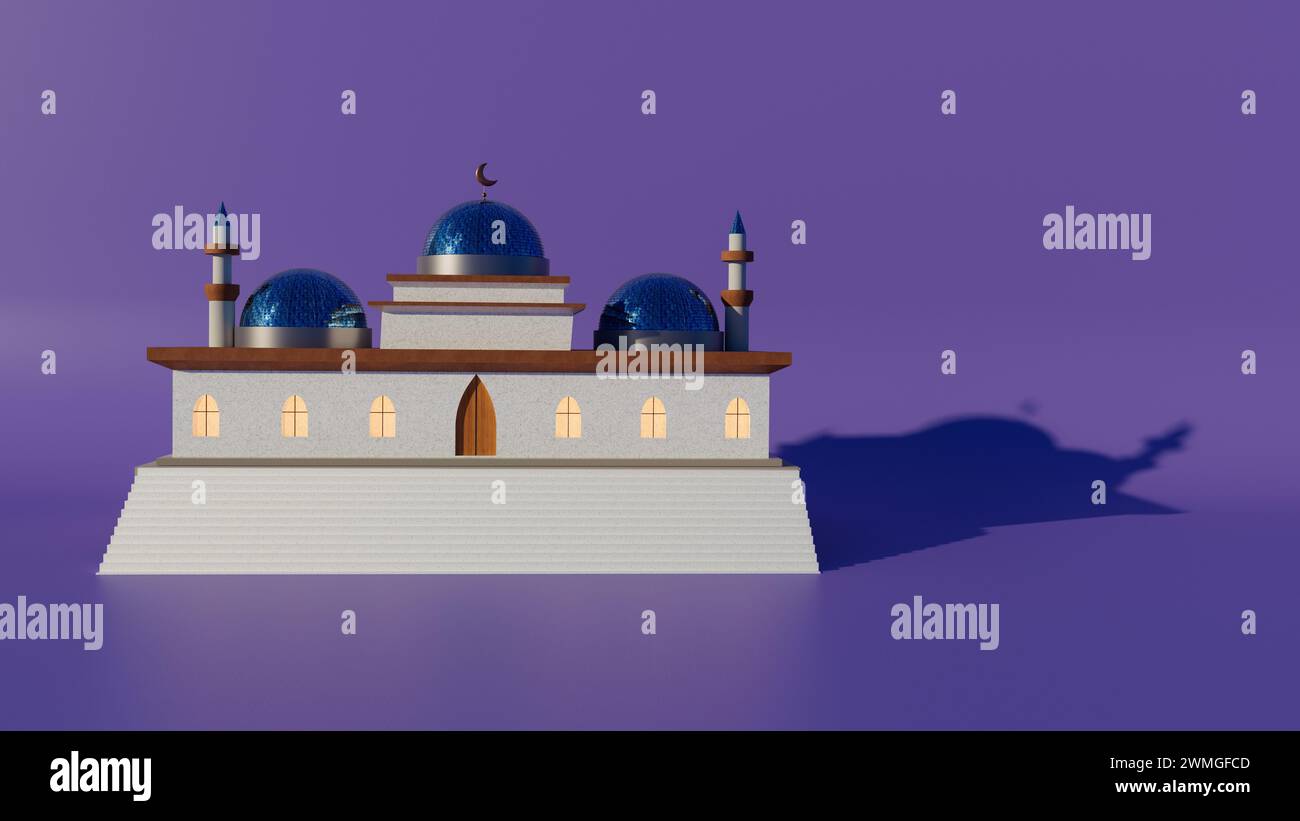 3d illustration arab mosque on the violet background Ramadan concept ...