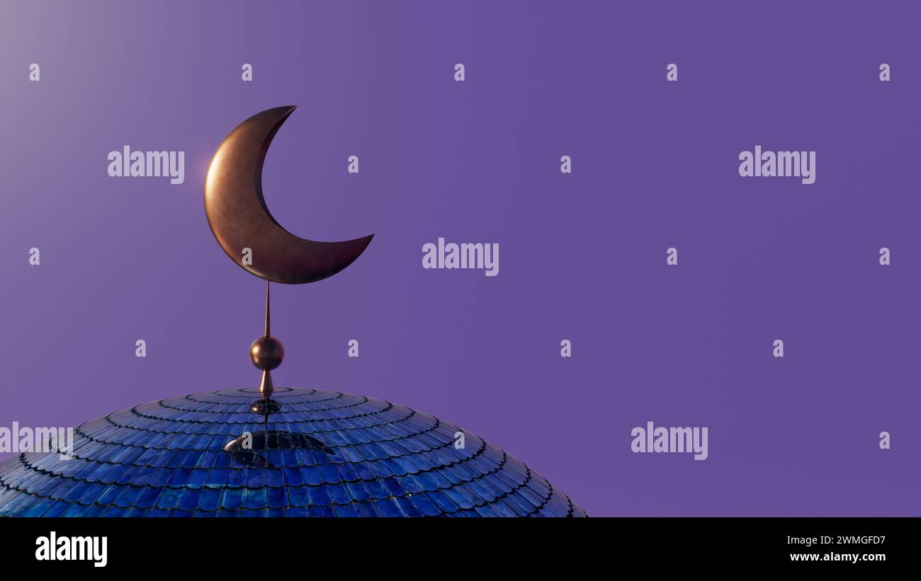 3d illustration arab mosque on the violet background Ramadan concept ...