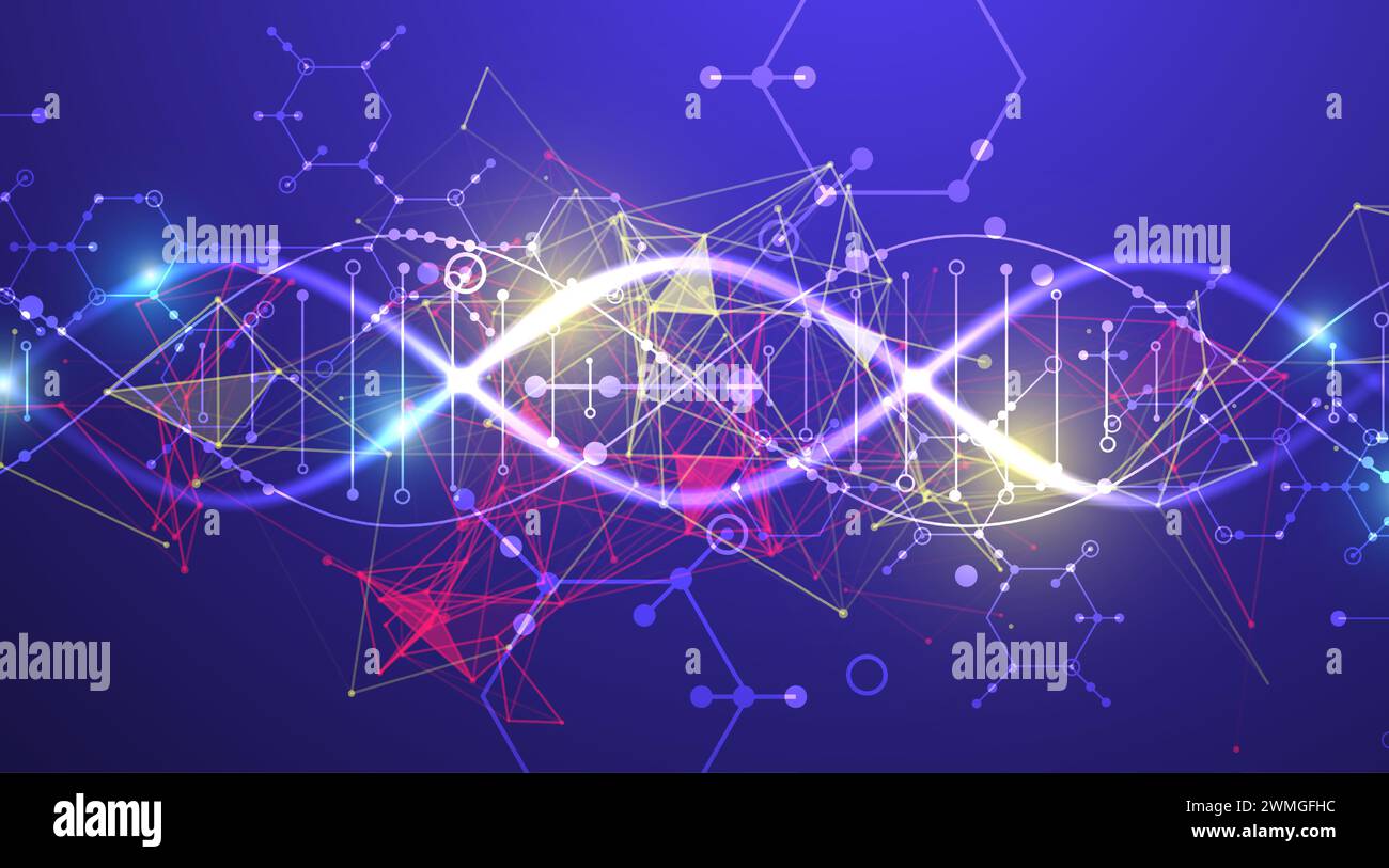 Scientific and technological background. Abstract image of DNA molecule ...
