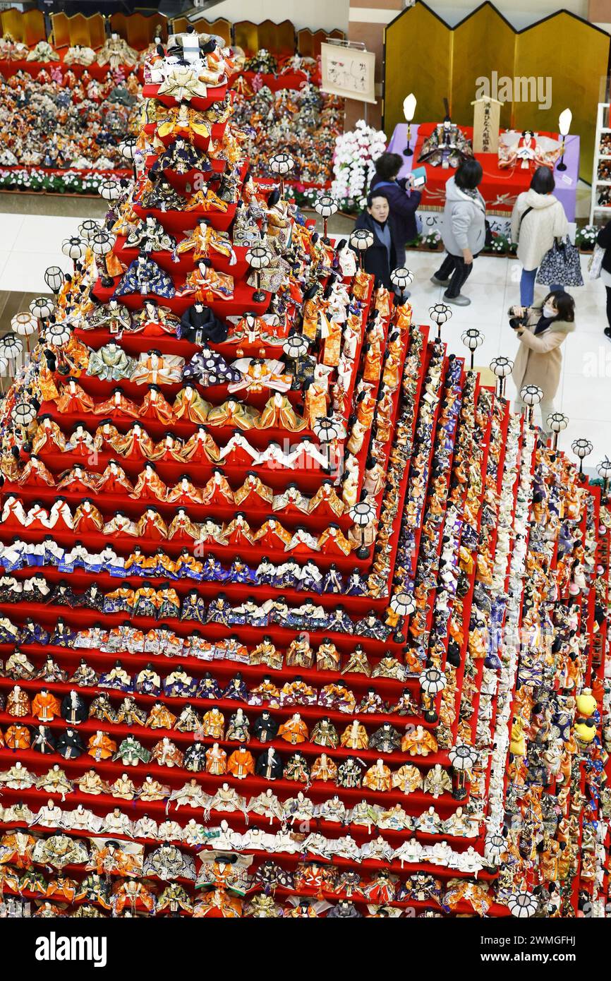 More than 1,500 "hina" traditional Japanese dolls are displayed on a ...