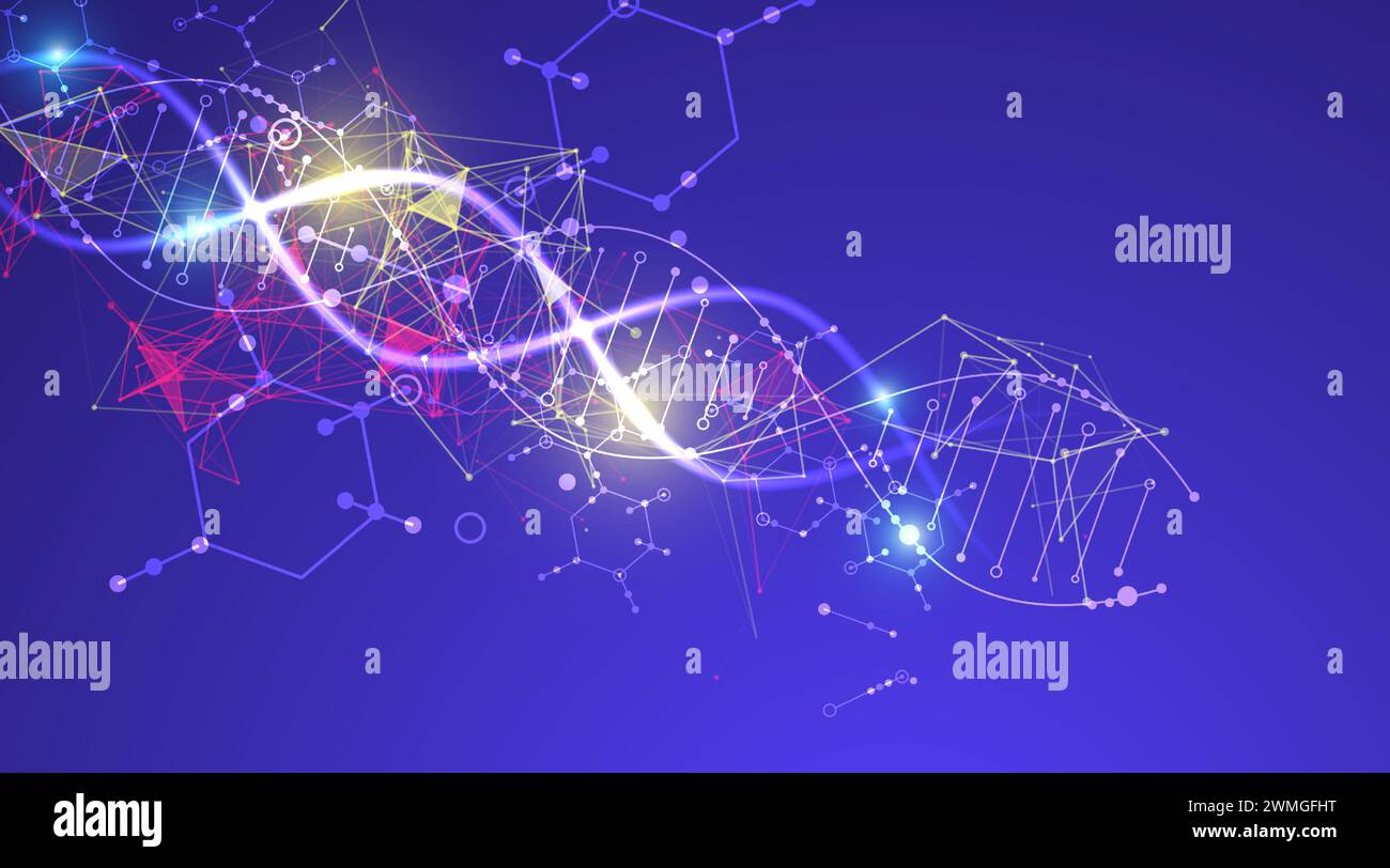 Scientific and technological background. Abstract image of DNA molecule ...